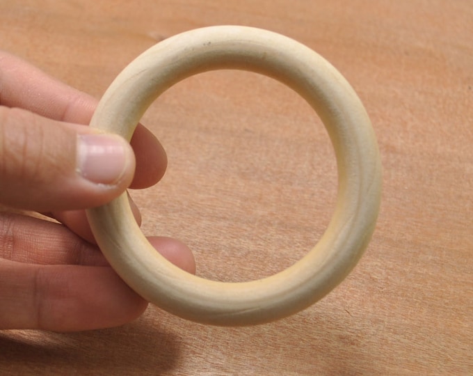 25pcs Natural Round Flat Wood Rings,unfinished Wooden Circle for ...