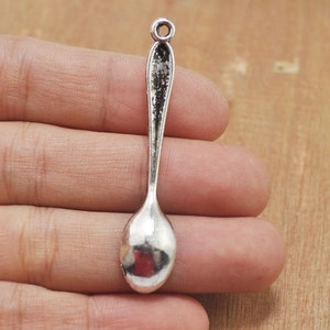 20pcs Spoon Charms,large Silver Spoon 3D Silver Spoon Metal Pendant ...