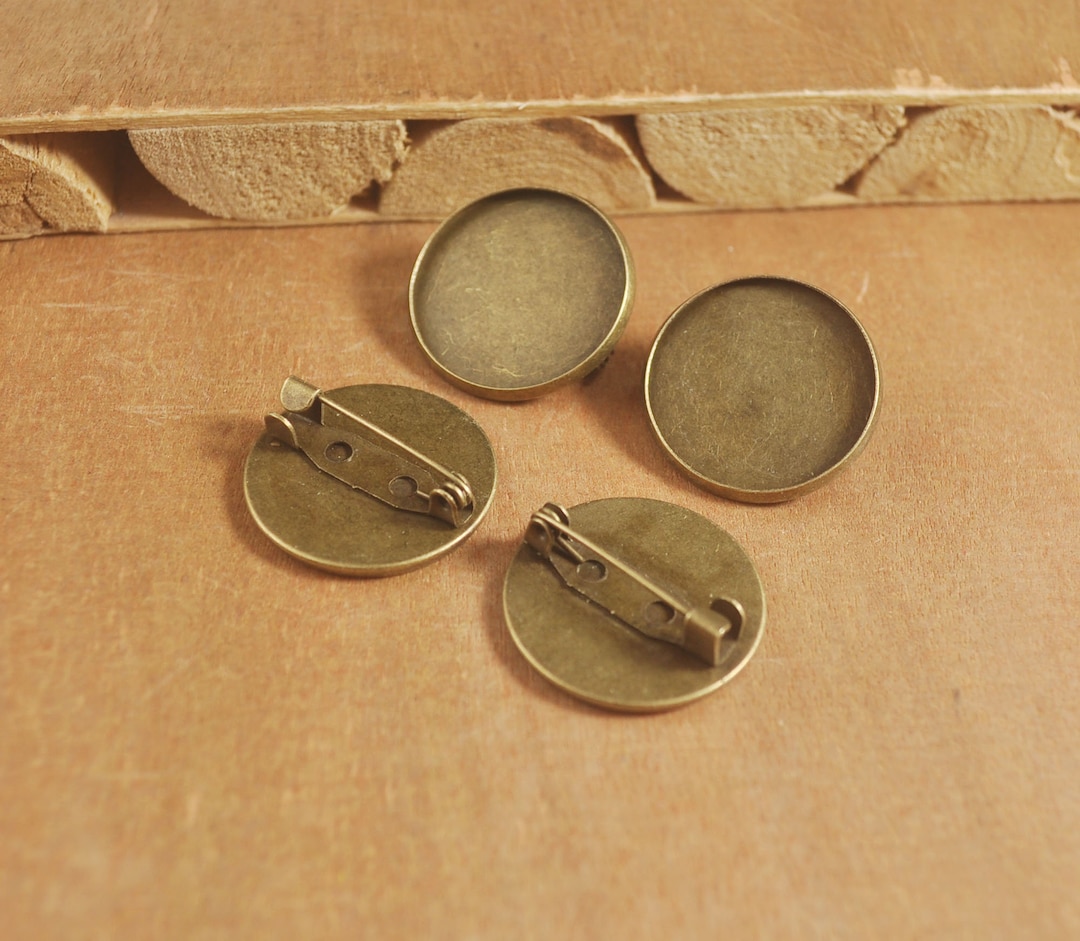 Brooch,20pcs Antique Bronze Round Blank Pad Brooches,brooch Cameo Base ...