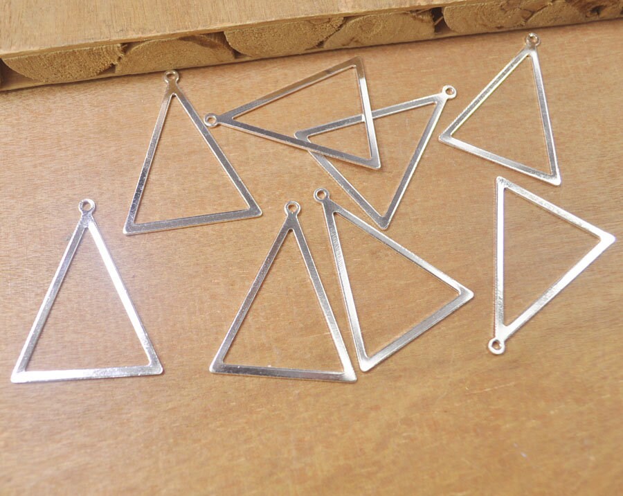 10pcs Silver Plated Triangle Pendant Charmbrass Triangle - Etsy