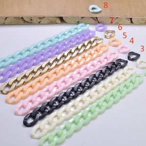 50pcs Mixed Color Chunky Chain Links,plastic Open Chain Links,curb ...