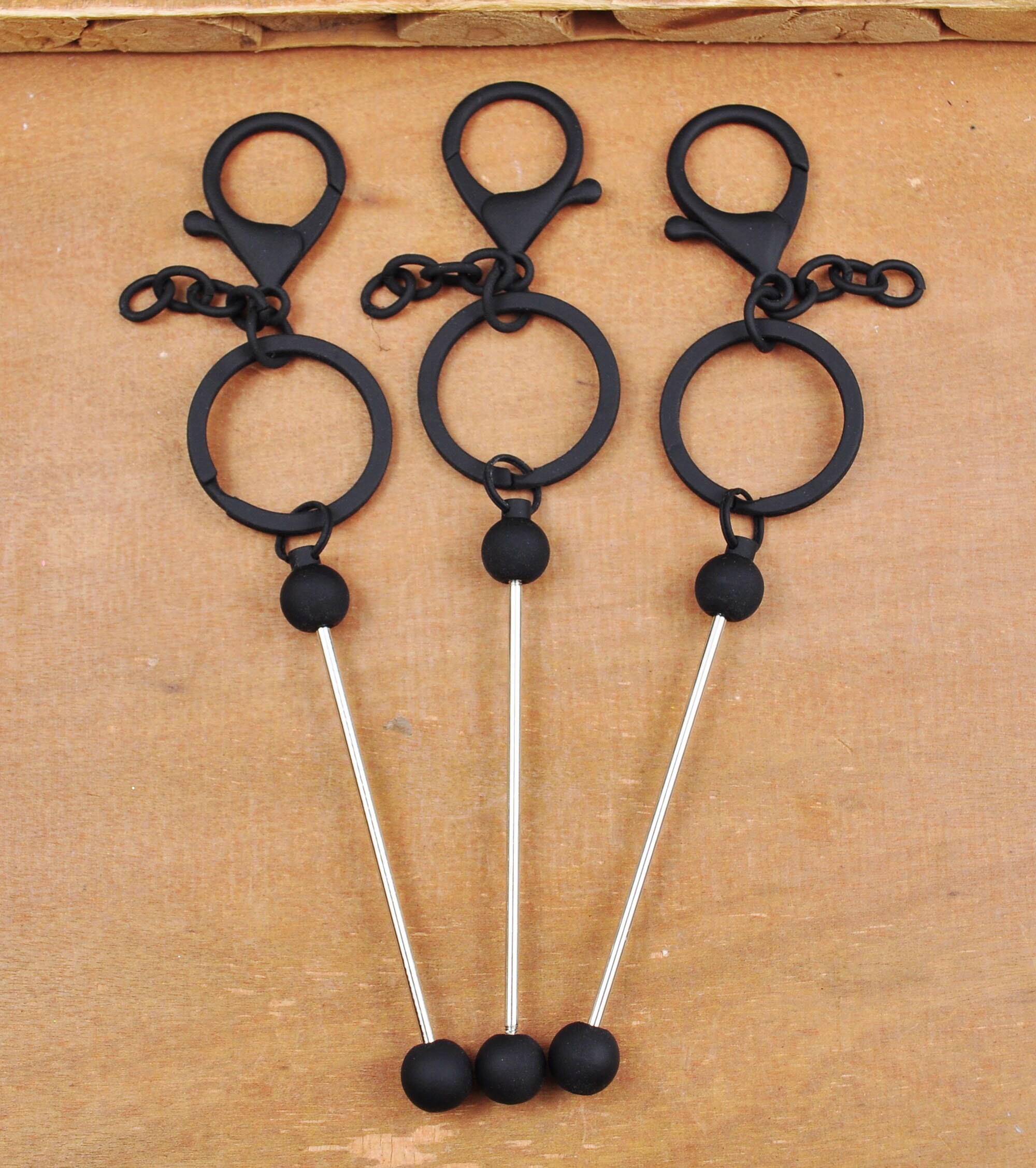 1/5/10/20/30/50/100pcs Beadable Bar Blank Keychains,black Colors ...