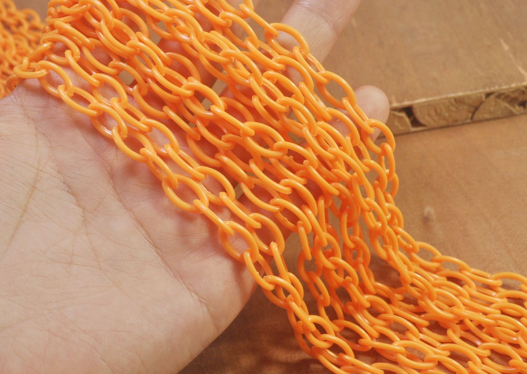 5pcs Orange Plastic Chain,20 Inch, Acrylic Chain With Oval Links ...