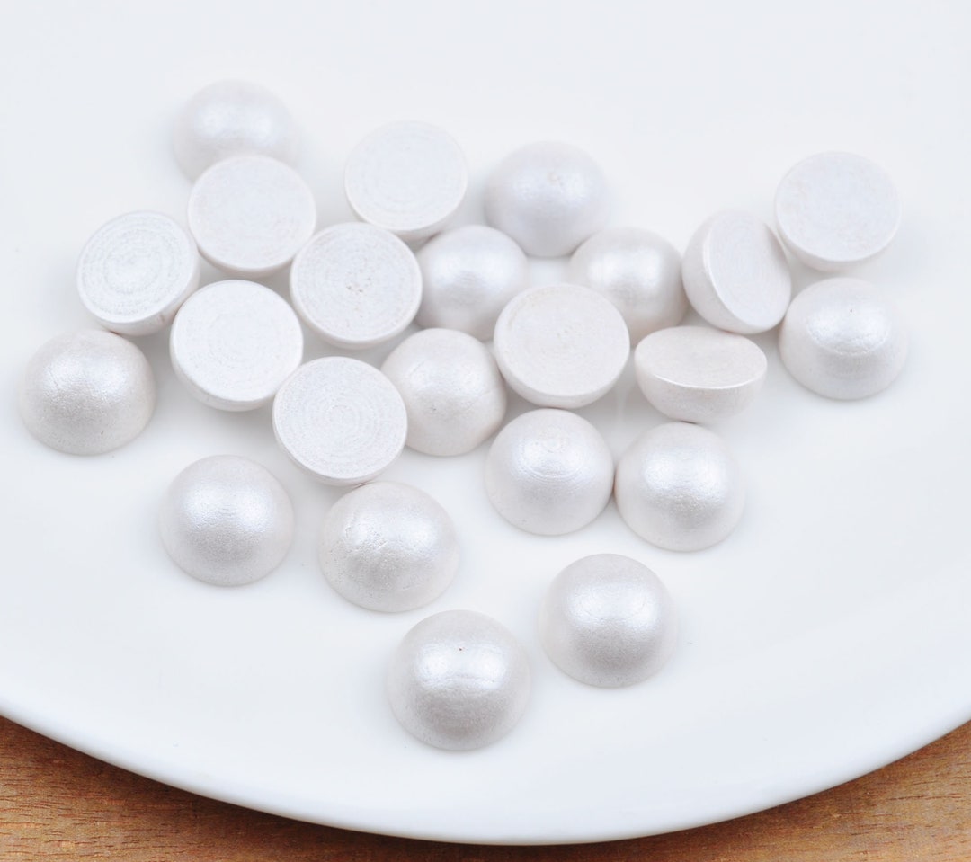 100pcs 15mm White Wood Half Split Balls,dome Ball, Unfinished Ball Half ...