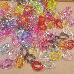 50 Chunky Chain Links,mixed Color Plastic Open Chain Links,curb Chain ...