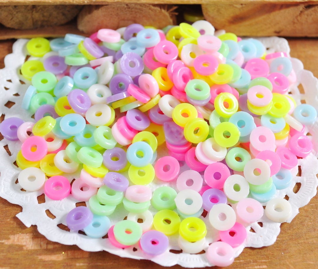 1000pcs Mixed Color Acrylic Disc Beads,6mm Bright Pastel Neon Spacer ...
