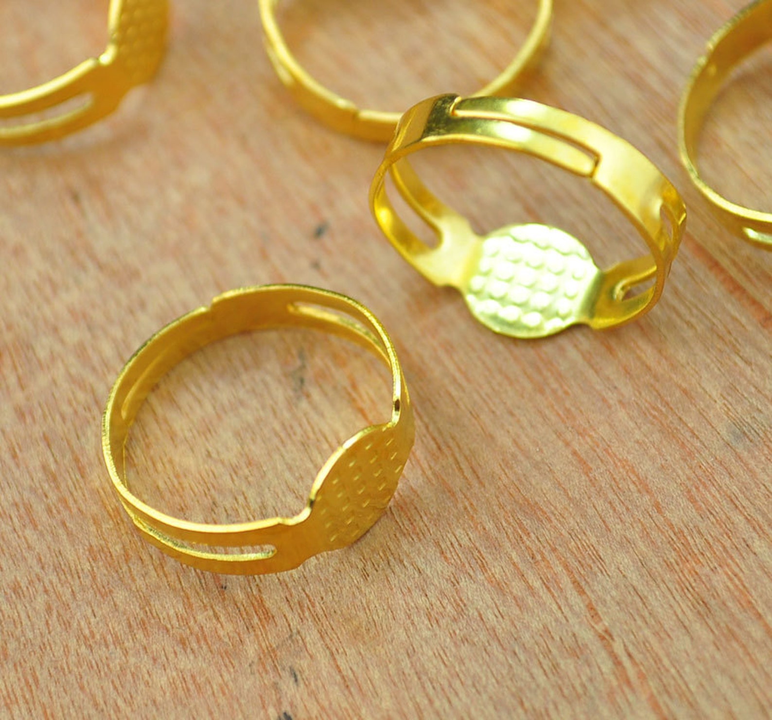 50pc adjustable ring blanksgold plated ring blanks8mm ring | Etsy