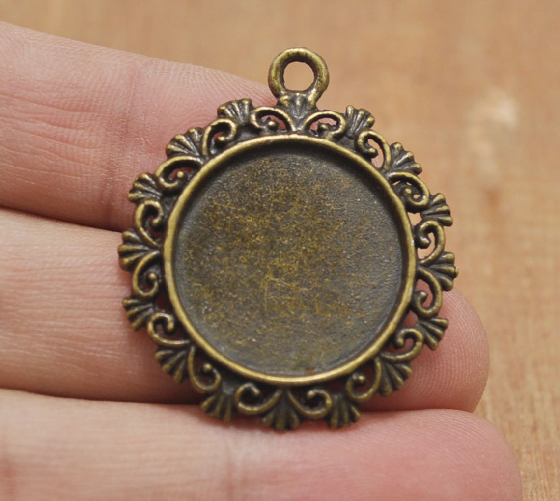 10pcs Antique Bronze Border Round Base Setting Tray Bezel | Etsy