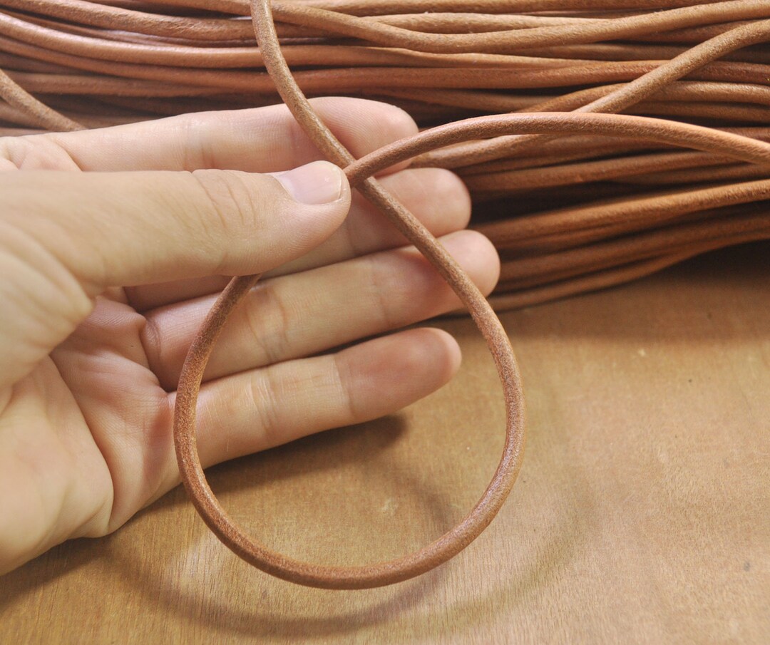10 Yards Brown Cowhide Cords,5mm Nautral Round Leather Cords for ...