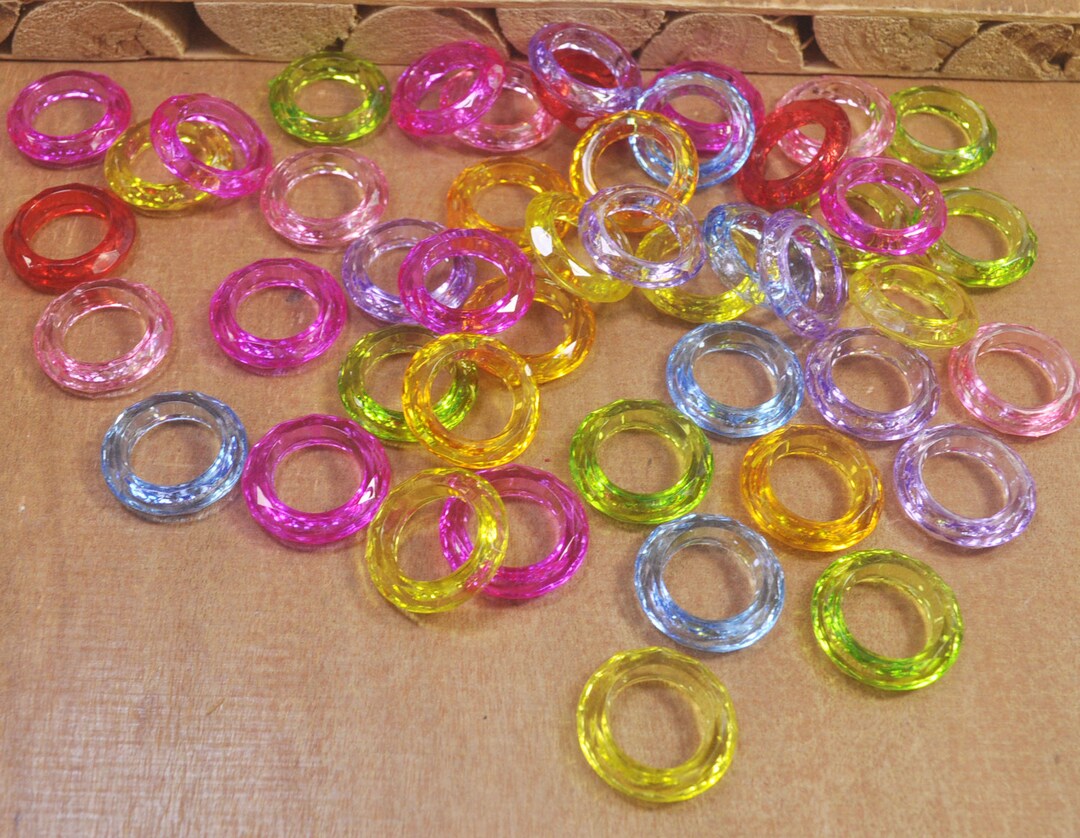 Acrylic Circle Pendants,50pcs Transparent Acrylic Rings,mixed Color ...