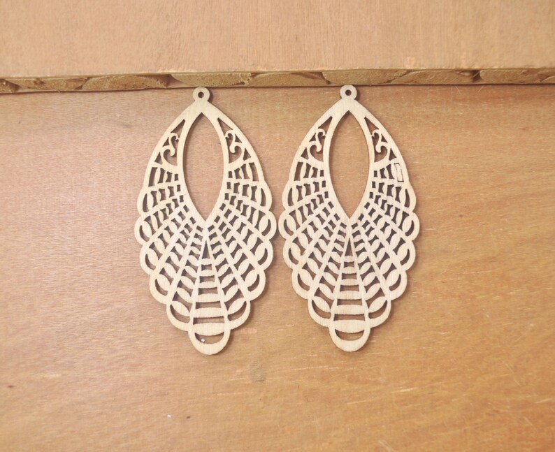 10 Pieces Drop Shape Wood Pendants,natural Wood Earring,flower Wooden ...