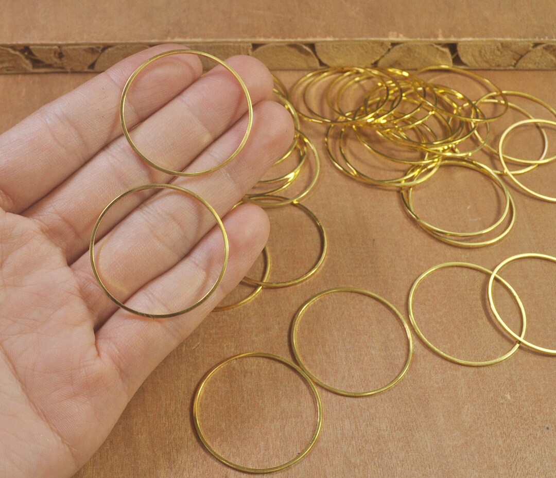50pcs 35mm Gold Plated Circle Rings,round Brass Cut Tube Circles ...