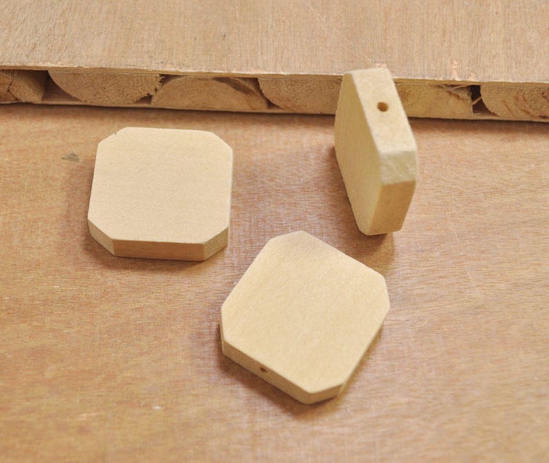 20pcs Flat Square Wooden Beads Unfinished Natural Wood Bead - Etsy