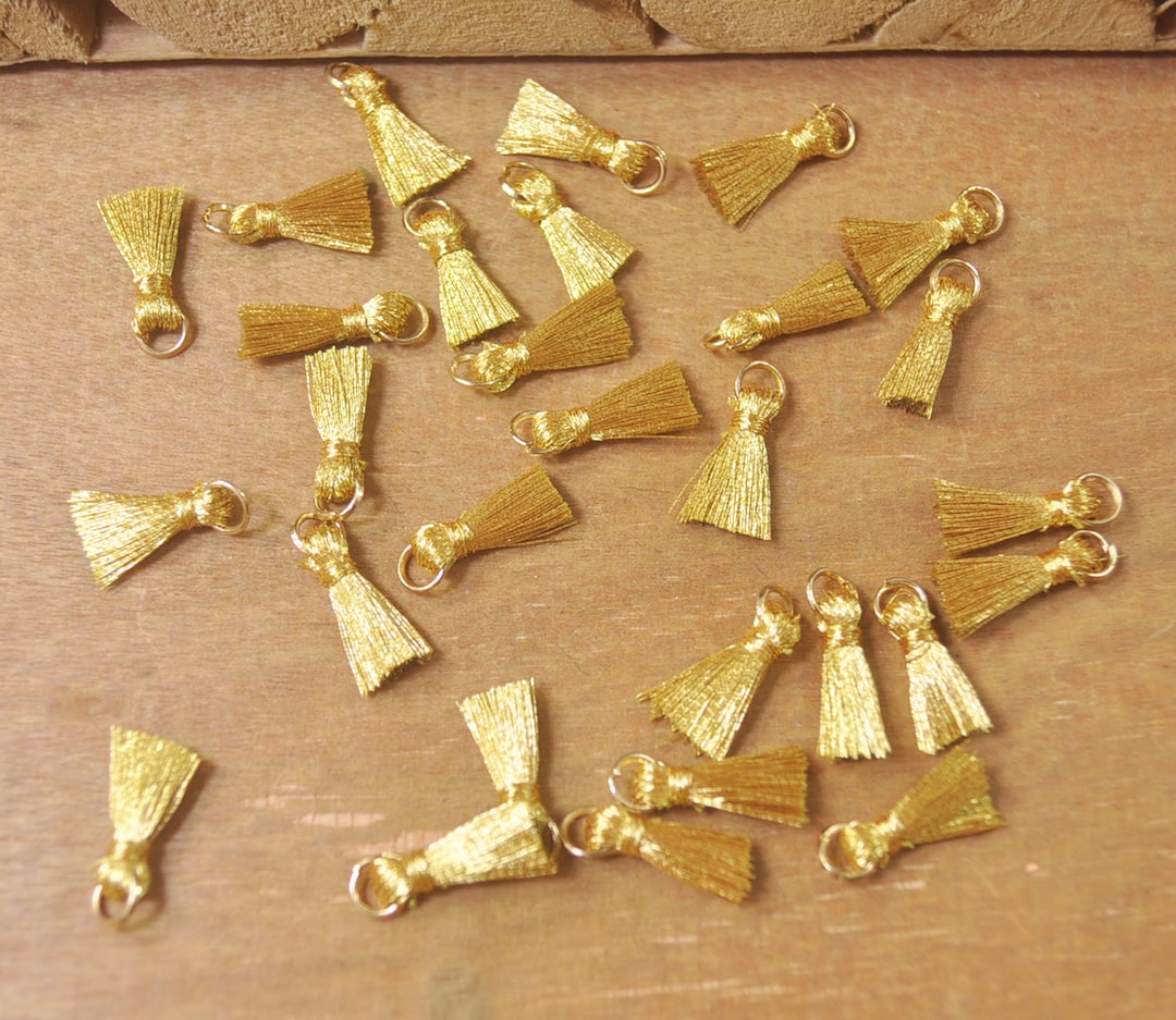 Gold,20pcs 15mm Mini Gold Silk Tassels,gold Teeny Tiny Tassel With Gold ...