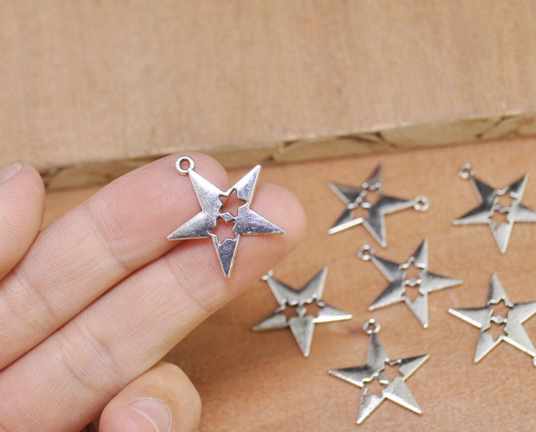 30pcs Star Charms Pendant Antique Silver Tone,double Sided 22x24mm - Etsy