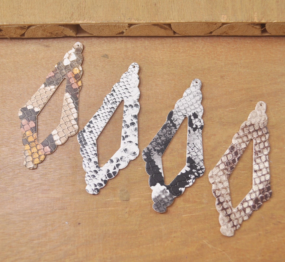 10 Mixed Color Snake Skin Leather Diamond Shapes for Earrings,necklaces ...