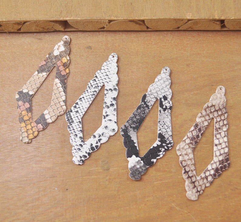 10 Mixed Color Snake Skin Leather Diamond Shapes for | Etsy
