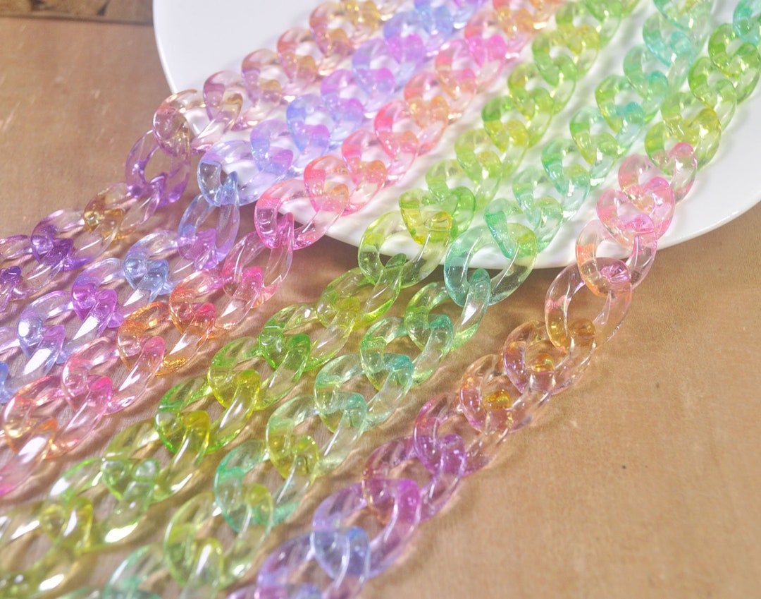 Two Color Transparent Plastic Chain,27.5“ Chunky Chain Links,plastic ...
