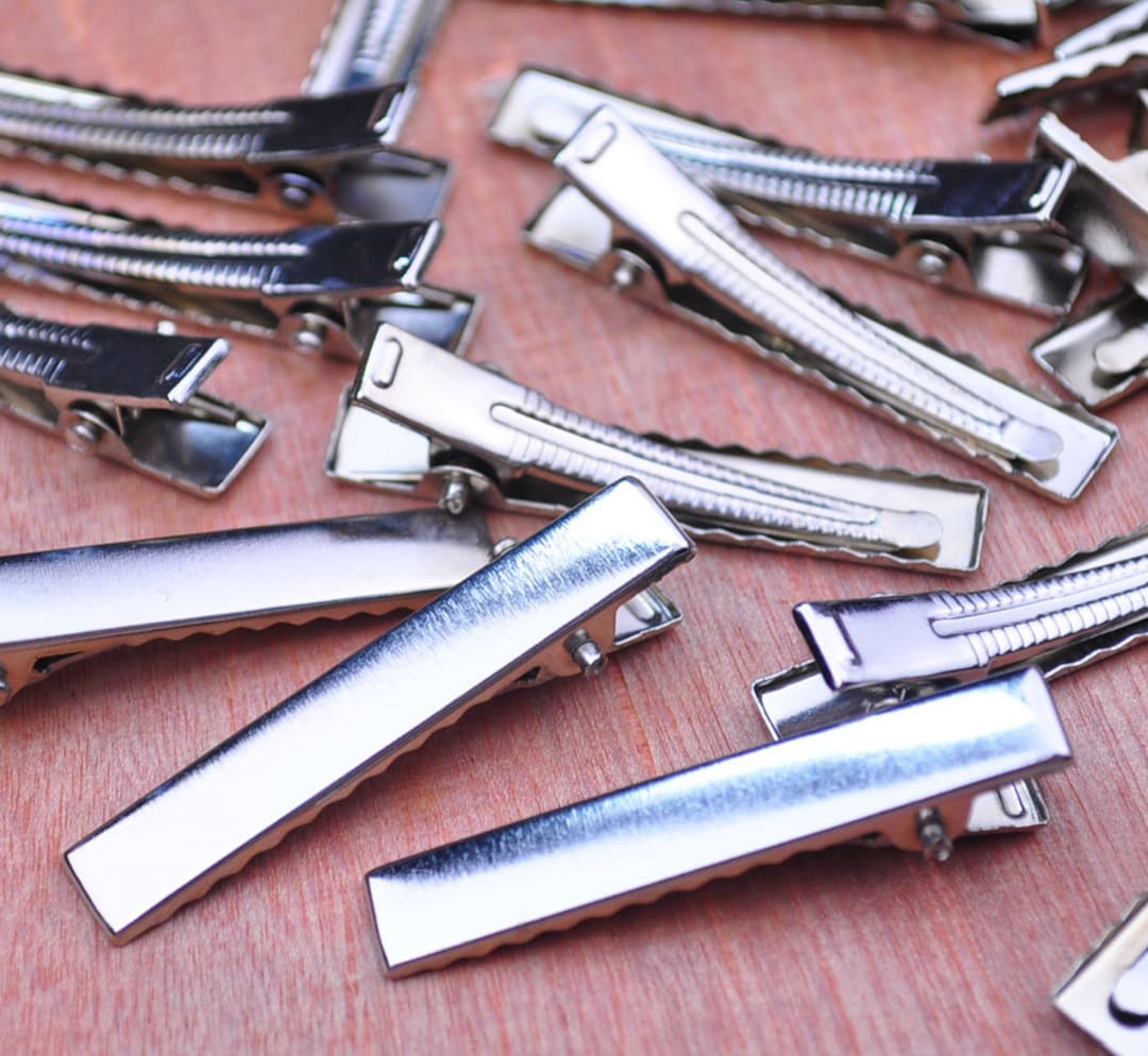 100pcs--40x7mm Silver Plated Flat Metal Hair Alligator Clip,alligator ...