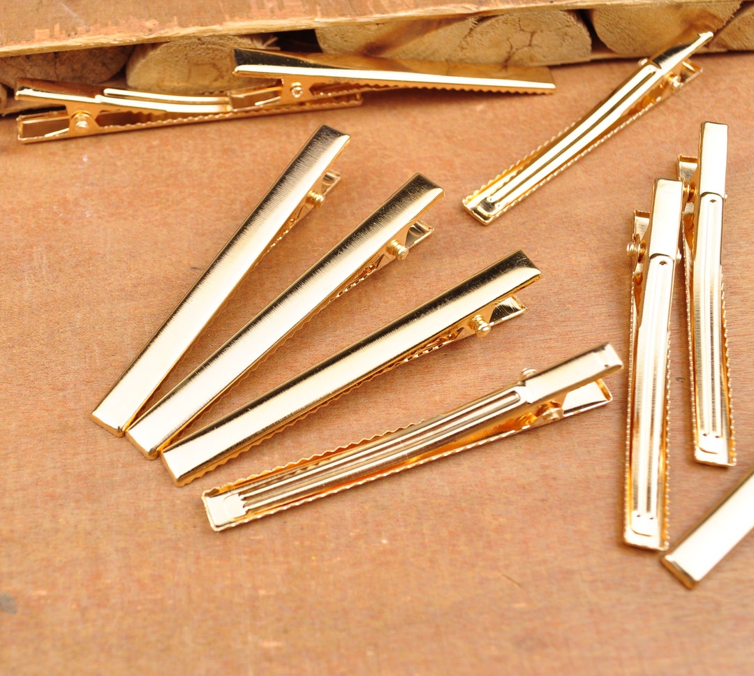 20pcs/50pcs 60mm Flat Alligator Hair Clips With Teeth,gold Plated Hair ...