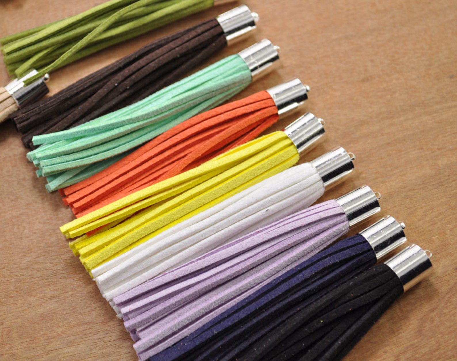 20pcs 80mm Assorted Color Tassels Pendant,silver Copper Cap,faux Suede ...