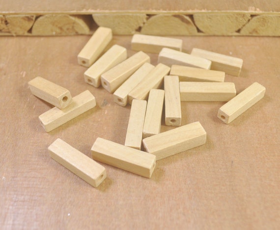 50pcs Small Wood Rectangle Beadsnatural Wooden Beadspacing - Etsy
