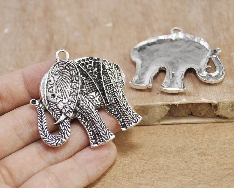 4pcs Large Antique Silver Elephant Pendant Charm 45x50mm - Etsy
