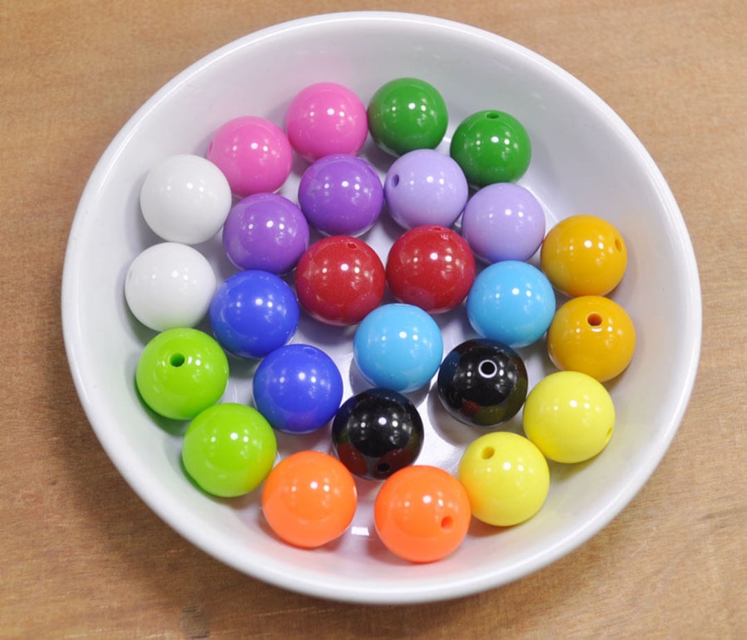 50pcs 18mm Round Resin Beads，multi Color Acrylic Round Bead，diy Beads ...