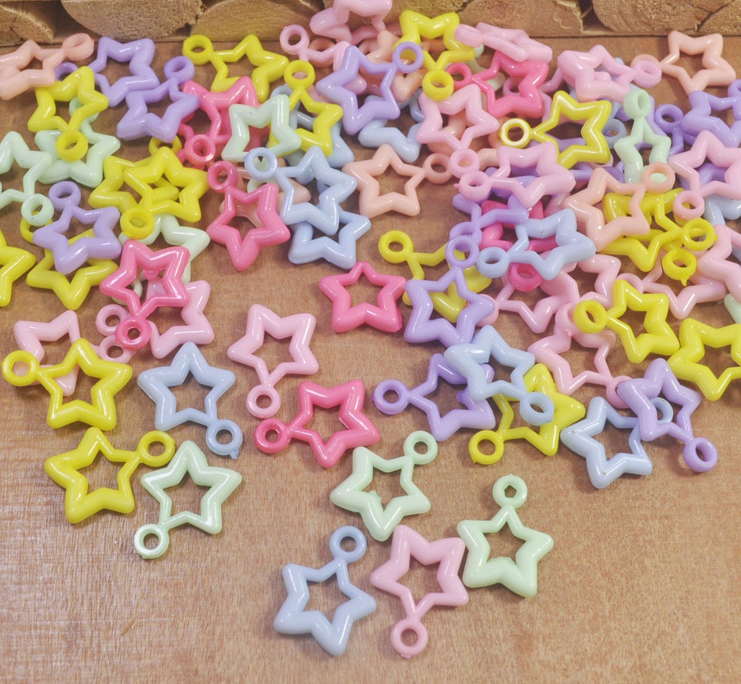 Plastic Star Charms,100pcs Mixed Color Acrylic Beads,candy Pastel ...