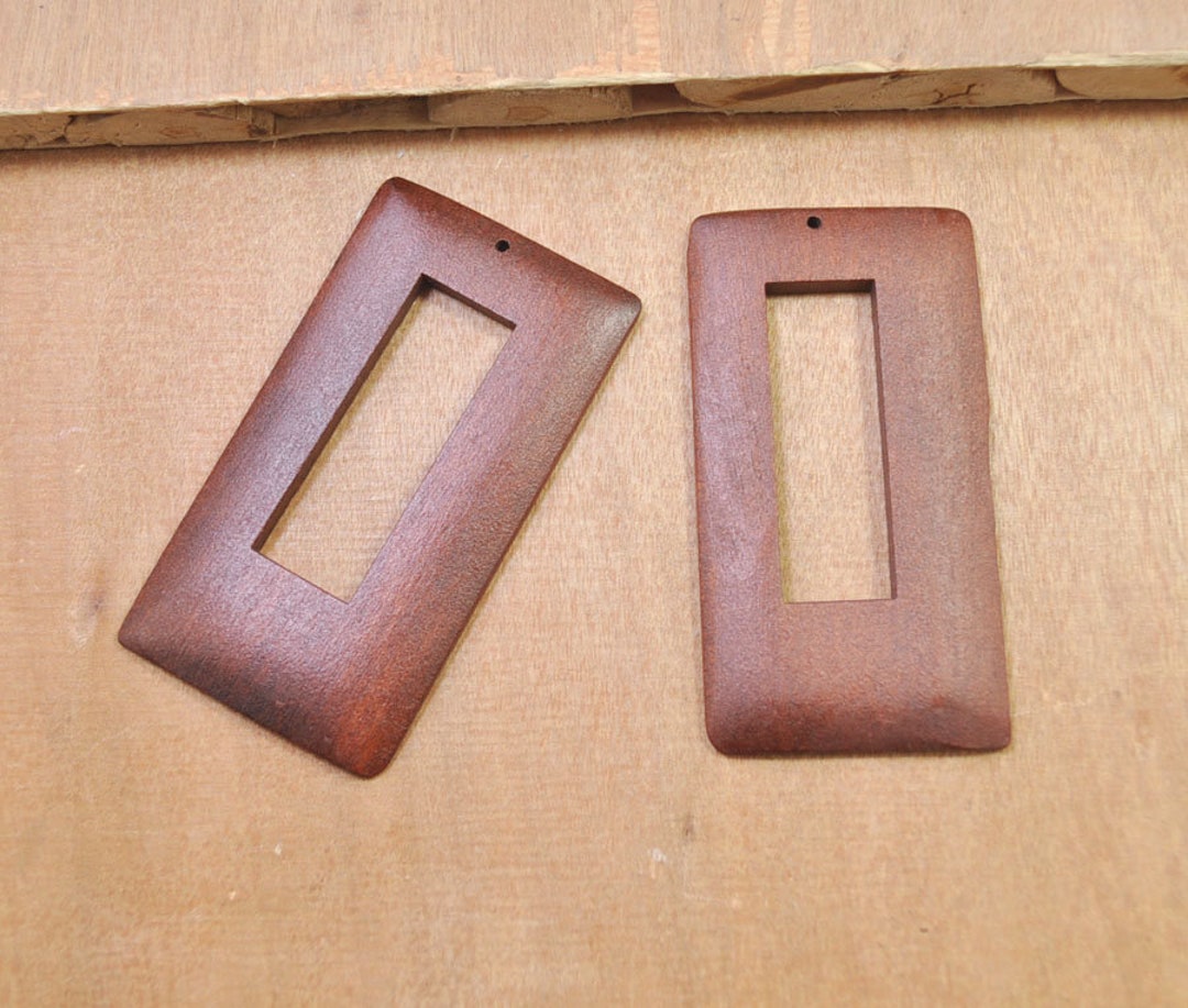 10pcs Brown Rectangle Pendant, Unfinished Hollow Out Wood Pendant ...