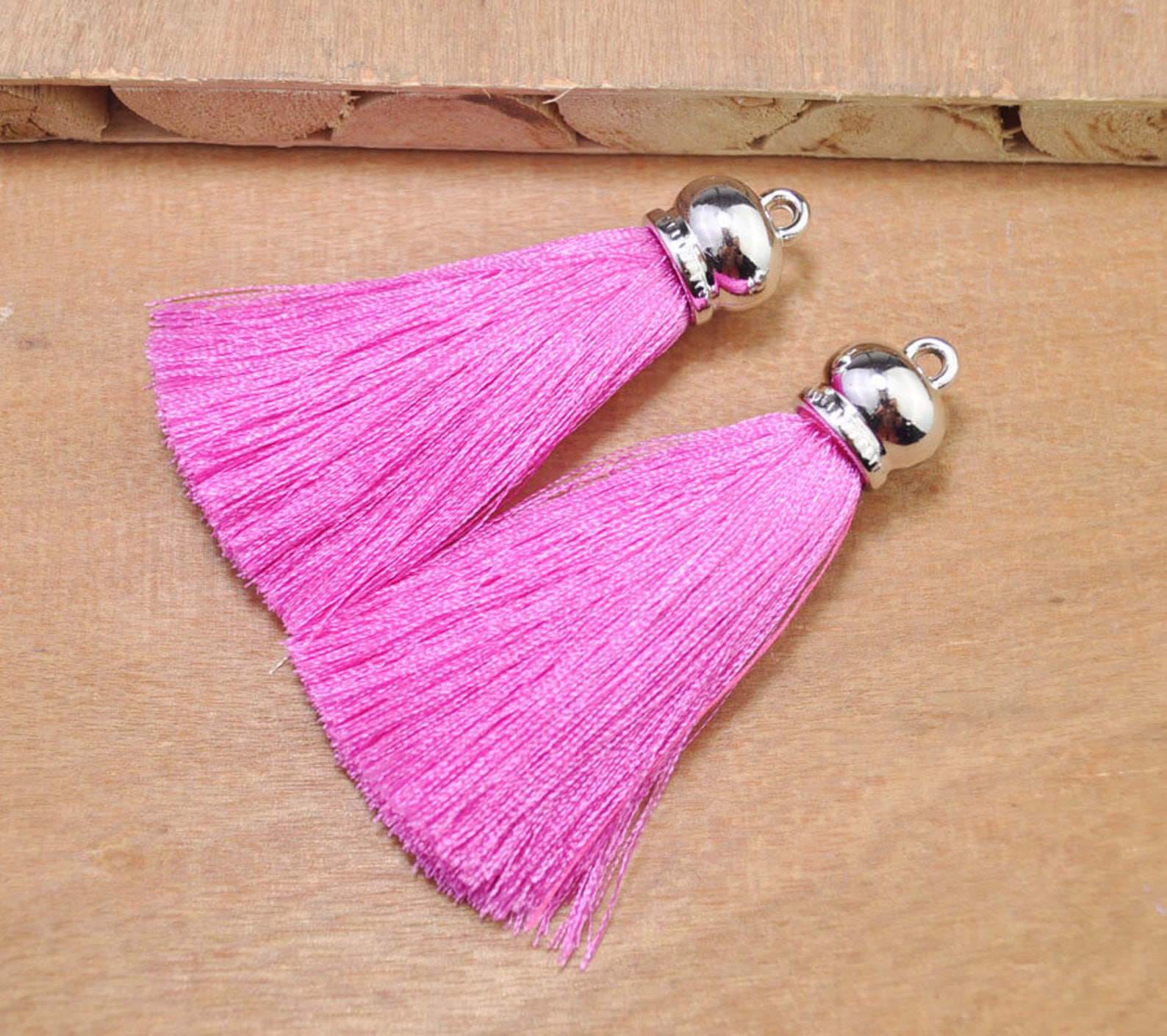 10Pcs 2.7570mm Hot Pink silk tassels pendant with | Etsy