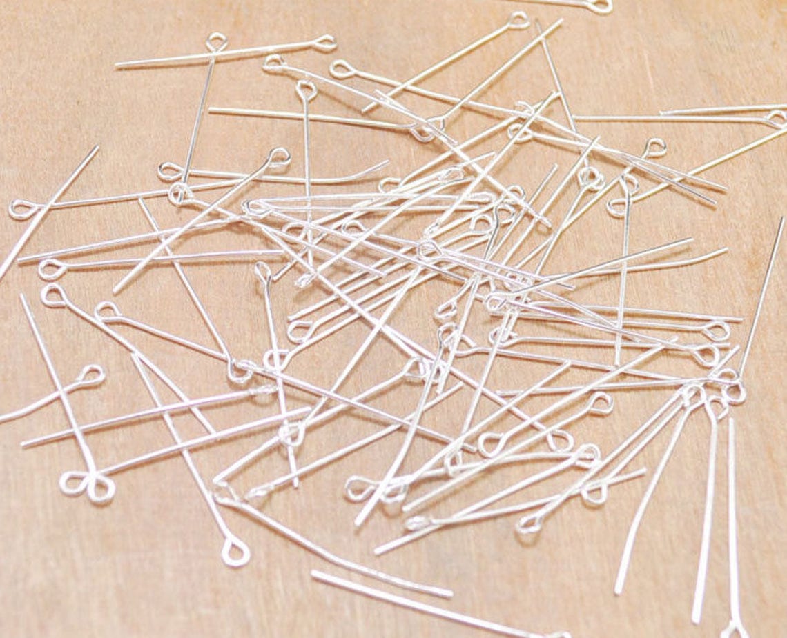 200pc of Eye Pins,silver Eye Pin Jewelry Making Settings 30mm,metal Eye ...
