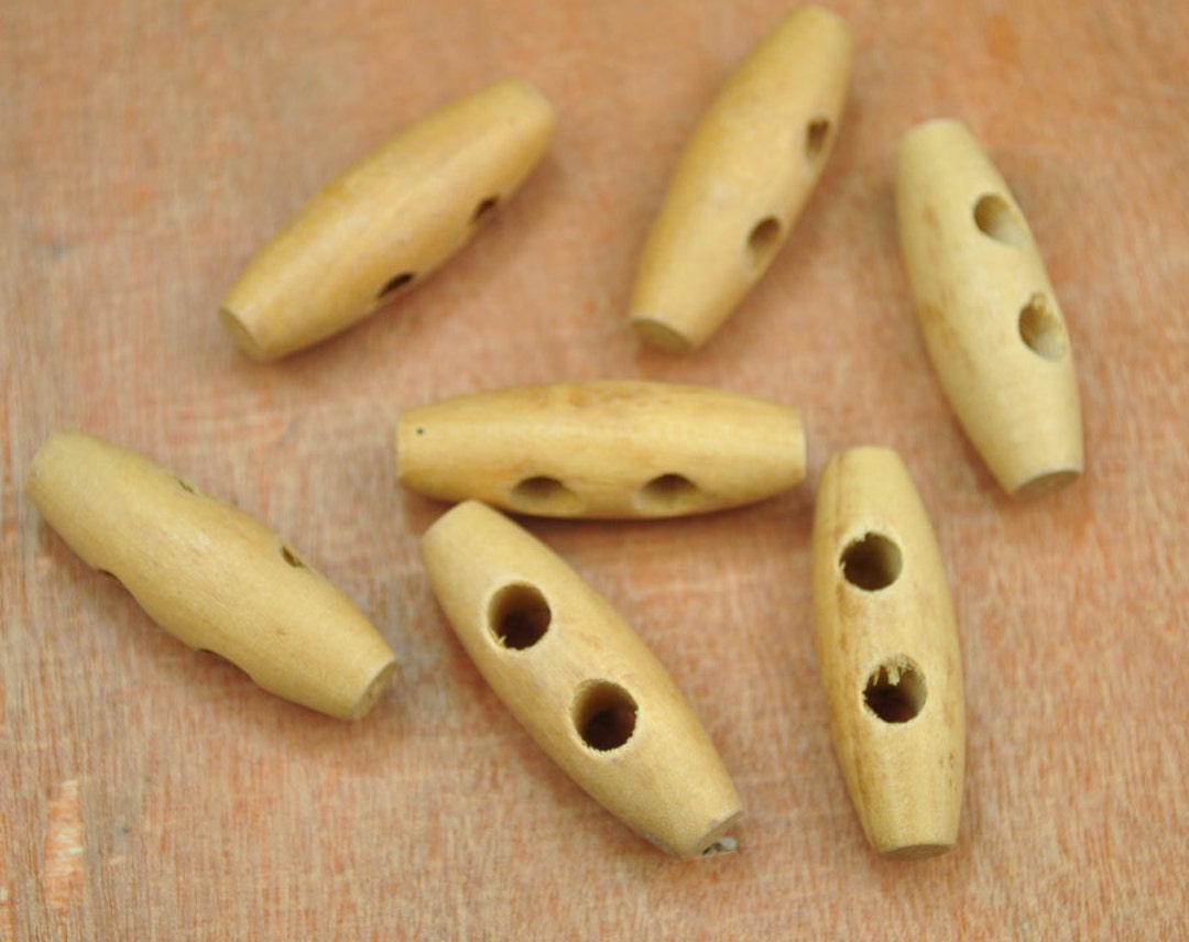 Set of 10 Wooden Buttons, 2 Holes Wooden Toggles/natural Wooden Buttons ...