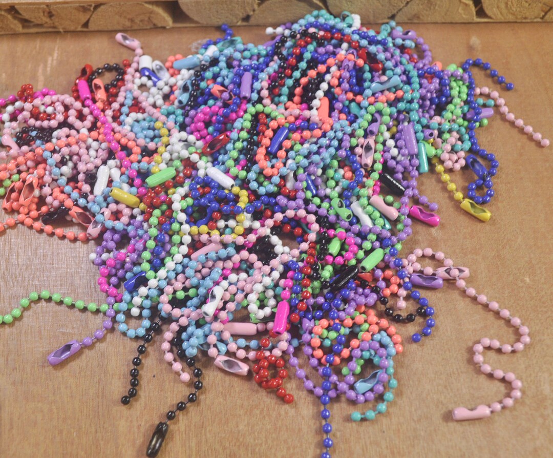 Set of 100pcs 4.5 Inch Mixed Color Ball Chain,2.3mm Ball Keychain, Hang ...