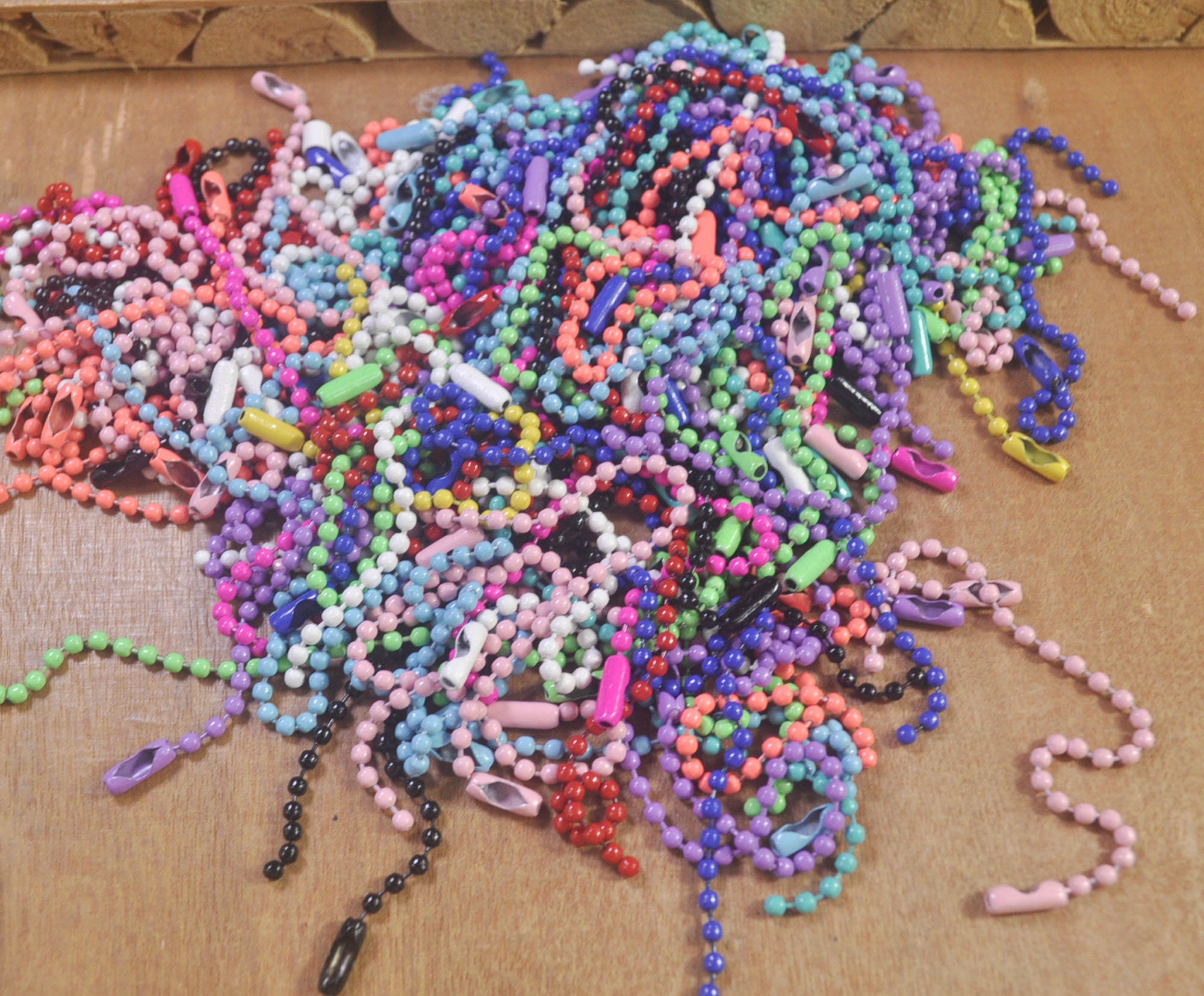 Set of 100pcs 4.5 Inch Mixed Color Ball Chain,2.3mm Ball Keychain, Hang ...