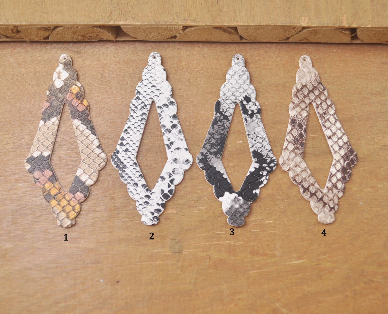 10 Mixed Color Snake Skin Leather Diamond Shapes for - Etsy