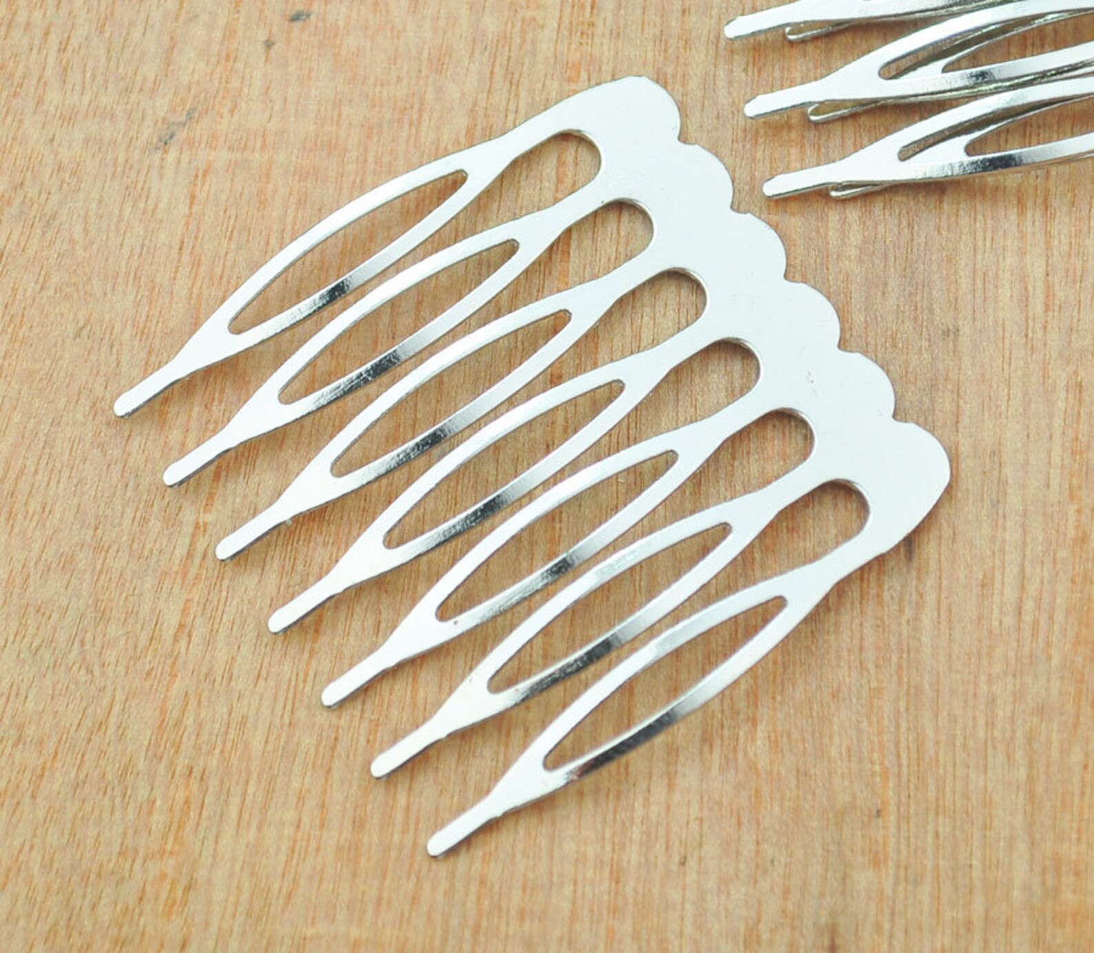 50pcs 8 Teeth Silver Metal Hair Combs Silver Plated Comb - Etsy