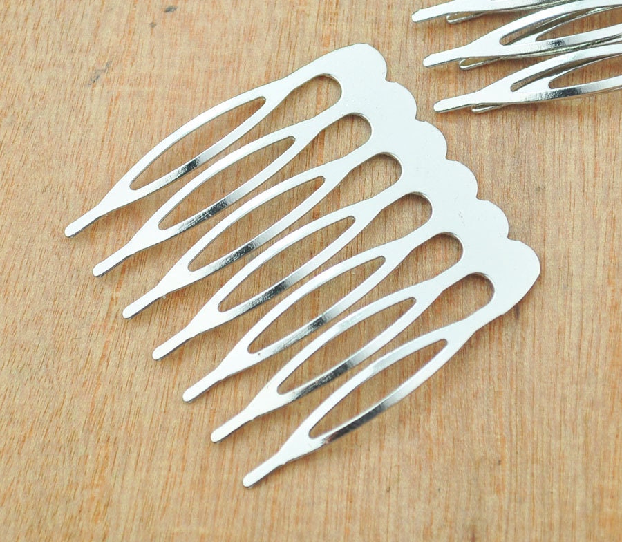 50pcs 8 Teeth Silver Metal Hair Combs Silver Plated Comb - Etsy