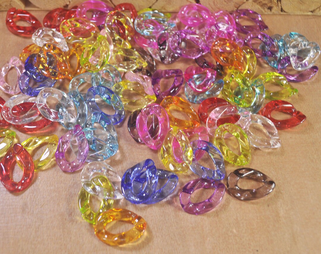 50pcs Mixed Color Transparent Plastic Chain, Chunky Chain Links, Open ...