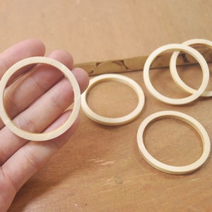 20pcs 49mm Natural Flat Wood Ring,large Unfinished Wooden Rings for ...