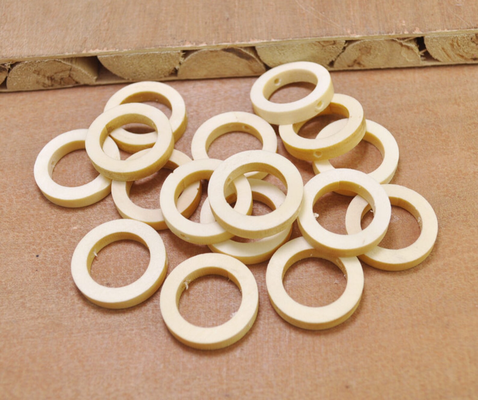 20pcs 25mm Natural Wood Ring,small Unfinished Wooden Rings,wood Circle ...