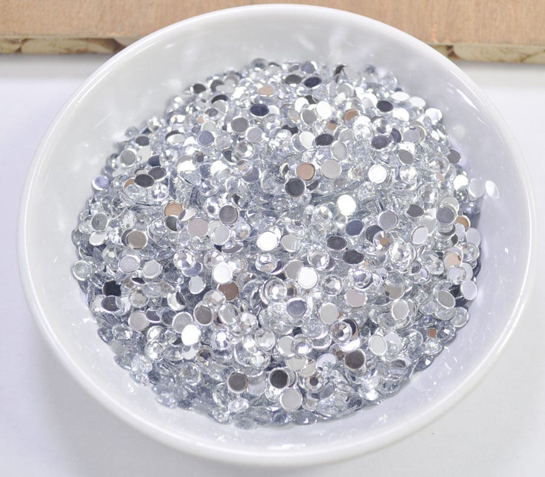 1000pcs Transparent Rhinestones,acrylic Round Rhinestones,faceted,flat ...