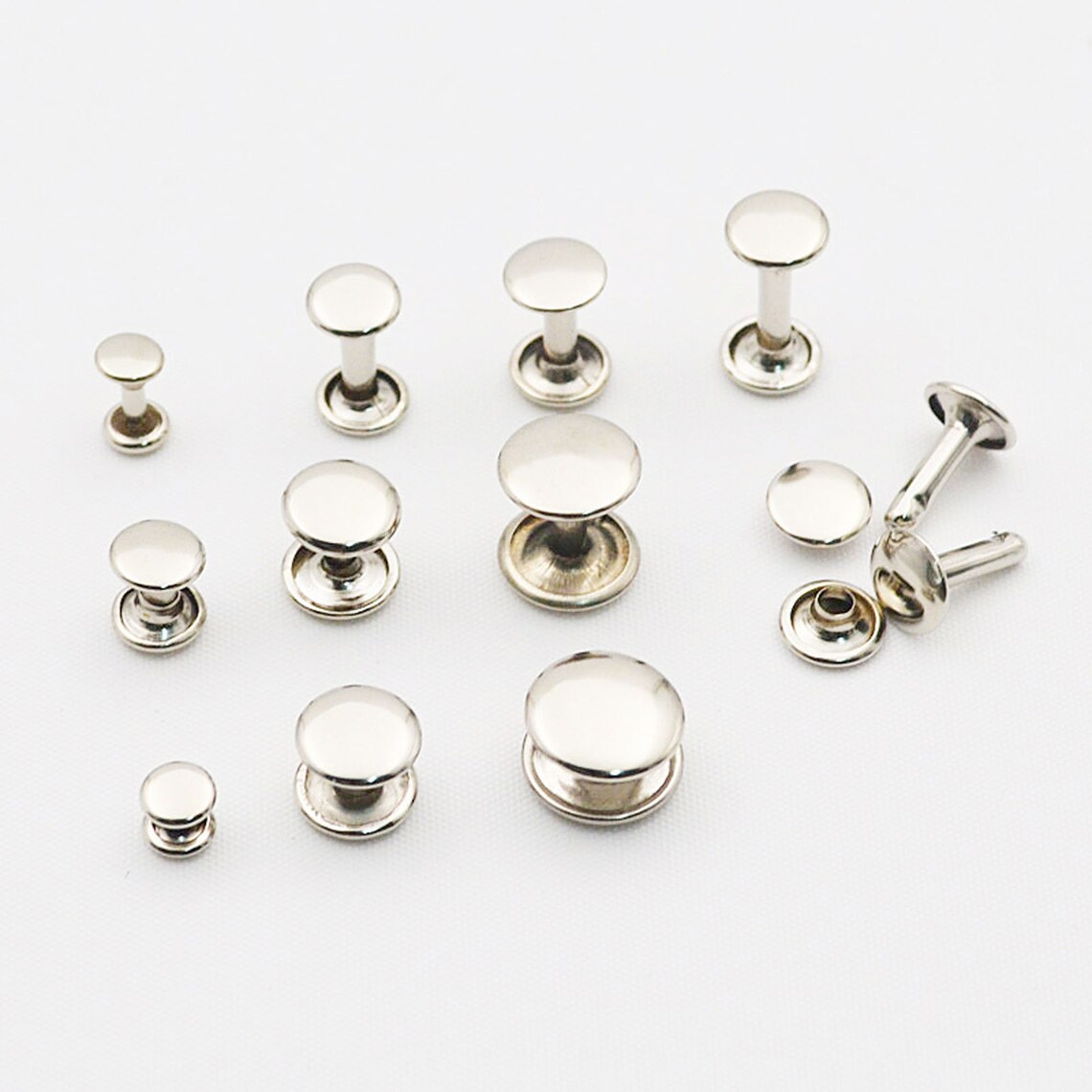 100pcs Silver Double Cap Rivets,stud Rapid Rivets Leather Craft Repair ...