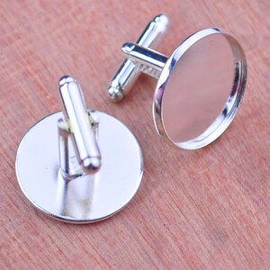 20pcs Cuff Link Blanks, Silver Plated Bezel Tray Blanks,brass Round ...