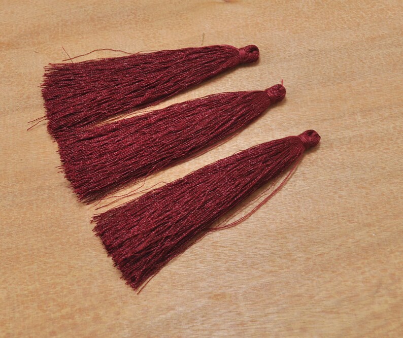 90mm Long Tassel Pendant100pcs Wine Red Silky Tassels - Etsy