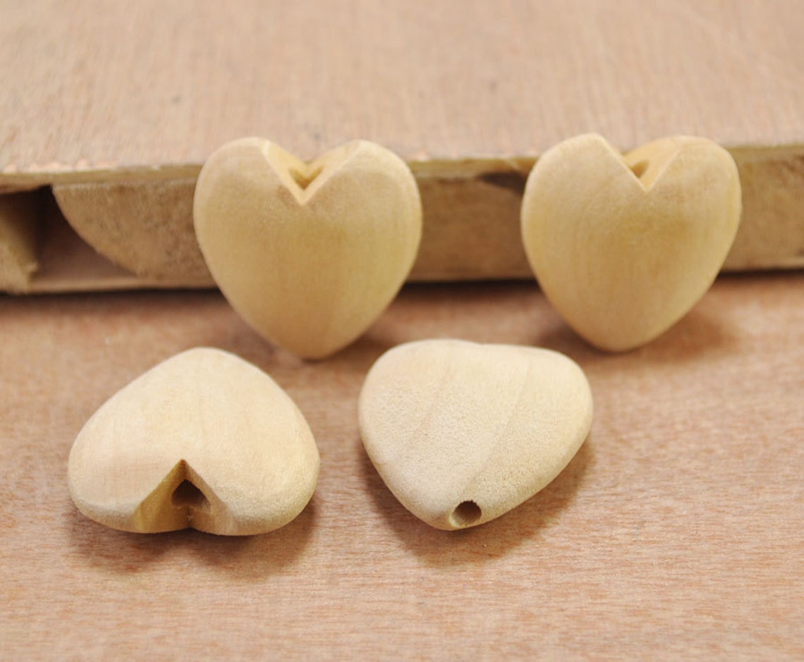 25pcs Love Heart Wood Bead Unfinished Wooden Beadswood Bead | Etsy