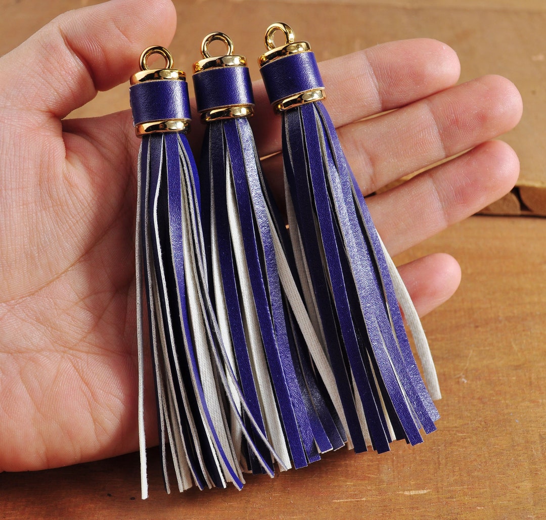 3.93" Lenght Tassels,1-100pcs Deep Blue Leather Tassel,keychain Tassel ...