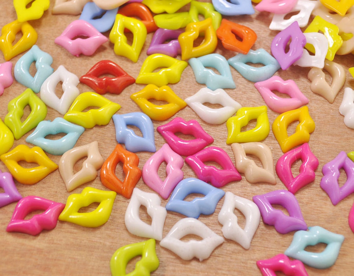 Mixed Color Resin Lips Charm50pcs Resin Lip Cabochonskawaii - Etsy