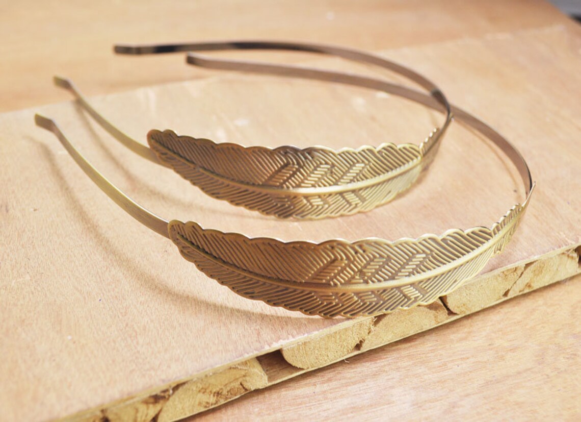 Bronze Feather Metal Headband8pcs Adjustable Feather - Etsy