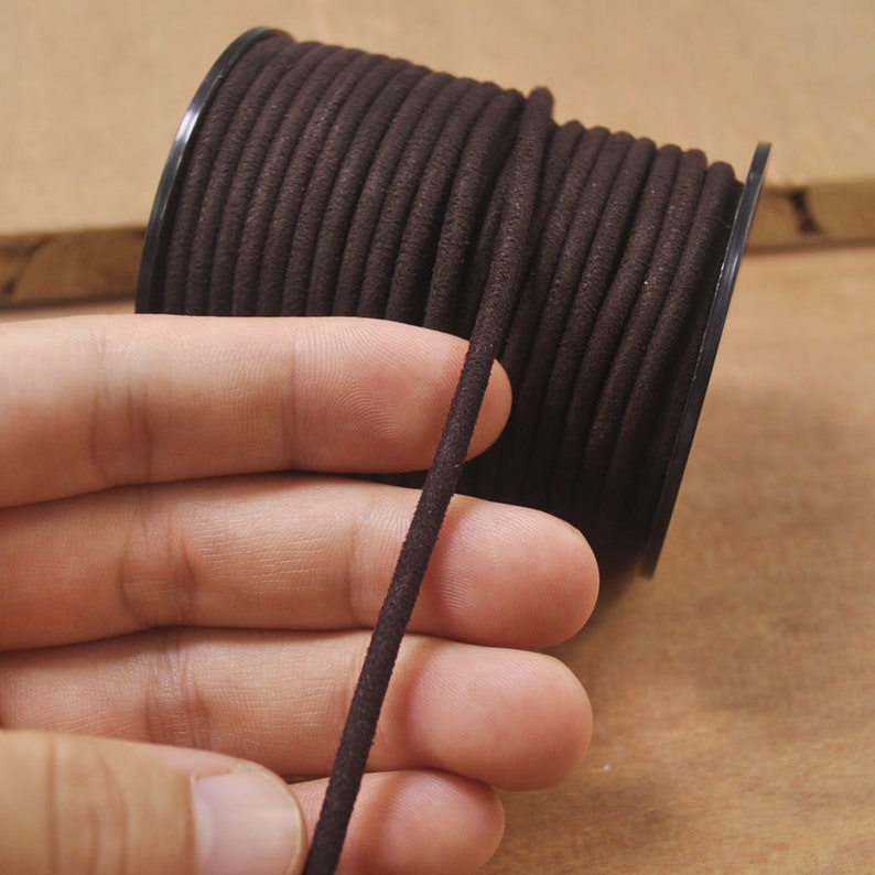 New!round Cord,1/2/3/4/5yards 3mm Black Coffee Faux Suede Cord Leather ...